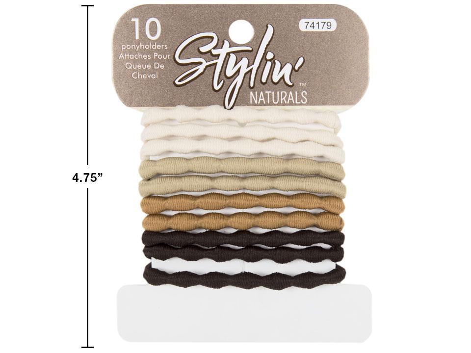 Naturals 10-Piece Clasp-Free Ponyholders - Secure Hair Accessories