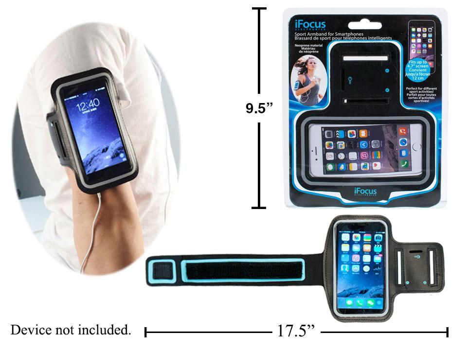 iFocus Black Sport Armband - Secure Smartphone Holder for Exercise
