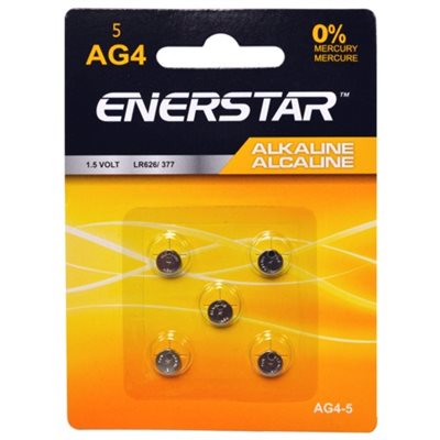 Enerstar Alkaline AG4 Cell Batteries - Reliable 5-Pack